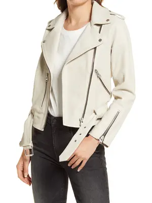 ALLSAINTS AllSaints Balfern Leather Biker Jacket White