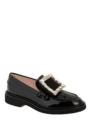ROGER VIVIER Viv Rangers Crystal Buckle Loafer - Black/crystal