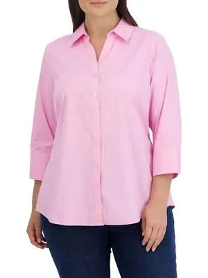 Foxcroft Foxcroft Mary Non-Iron Stretch Cotton Button-Up Shirt Bubblegum