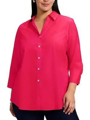 Foxcroft Foxcroft Mary Non-Iron Stretch Cotton Button-Up Shirt Raspberry