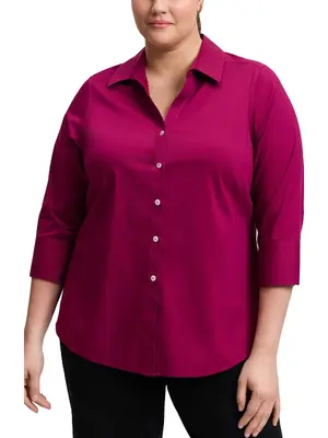 Foxcroft Foxcroft Mary Non-Iron Stretch Cotton Button-Up Shirt Sangria