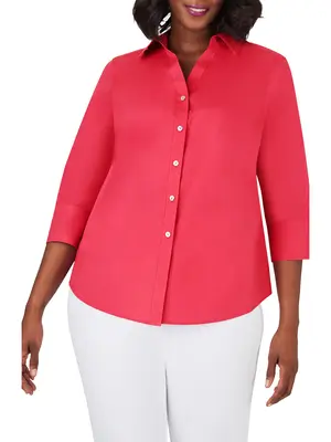 Foxcroft Foxcroft Mary Non-Iron Stretch Cotton Button-Up Shirt Watermelon