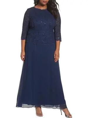 Alex Evenings A-line Gown - Navy