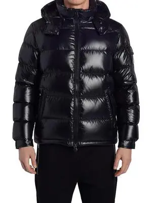 Moncler Maya Lacquered Down Jacket - Black/black