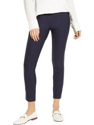 Hue Pinstripe Ponte Skimmer Leggings - Navy