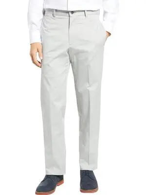 Berle Charleston Khakis Flat Front Cotton Stretch Twill Dress Pants - Light Grey
