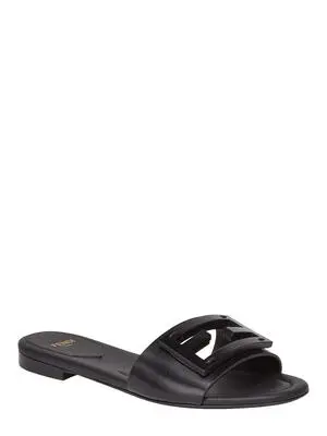 Fendi Fendi Signature Logo Slide Sandal Black