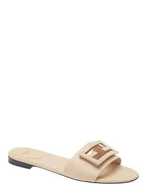 Fendi Fendi Signature Logo Slide Sandal Buff
