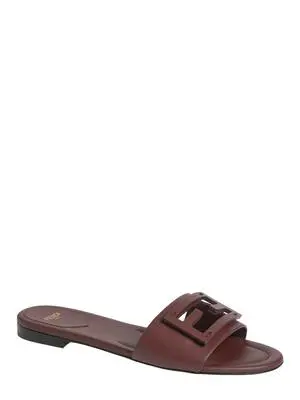 Fendi Fendi Signature Logo Slide Sandal Chocolate/chocolate