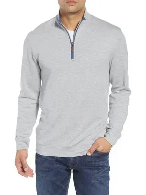 Johnnie-o Sully Quarter Zip Pullover - Light Grey