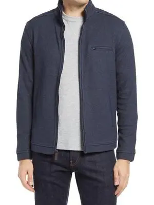 Johnston & Murphy Mélange Knit Zip-up Jacket - Navy