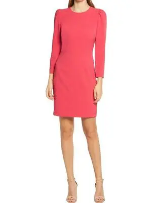 Eliza J Long Sleeve Bow Back Party Dress - Fuchsia