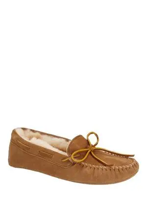 Minnetonka Sheepskin Slipper - Tan Suede