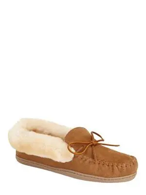 Minnetonka Alpine Shearling Slipper - Tan Suede