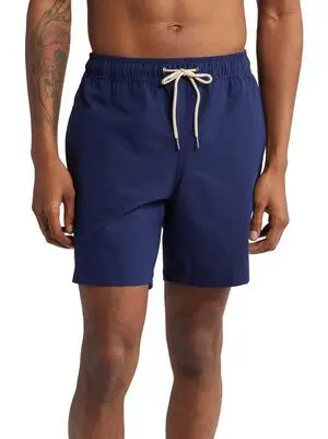 FAIR HARBOR Fair Harbor The Bayberry Swim Trunks Navy Seersucker