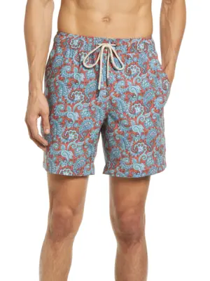 FAIR HARBOR Fair Harbor The Bayberry Swim Trunks Red Paisley