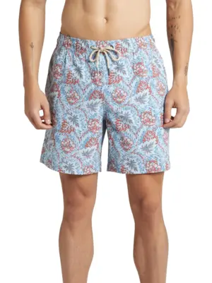 FAIR HARBOR Fair Harbor The Bayberry Swim Trunks Sky Blue Beach Forest
