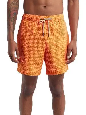FAIR HARBOR Fair Harbor The Bayberry Swim Trunks Tangerine Summer Tiles