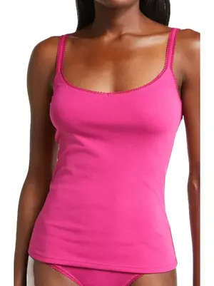 ON GOSSAMER On Gossamer Reversible Stretch Cotton Camisole Deep Magenta