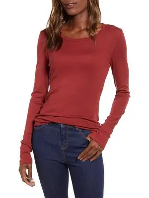 Splendid Splendid Classic Long Sleeve Crewneck T-shirt Cabernet
