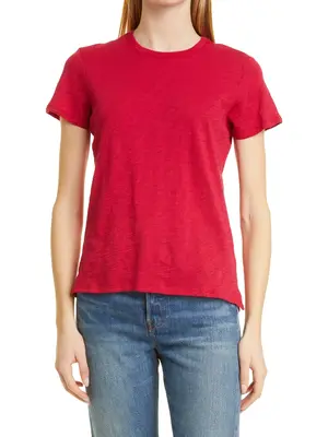 ATM Anthony Thomas Melillo ATM Anthony Thomas Melillo Schoolboy Cotton Crewneck T-Shirt Cranberry