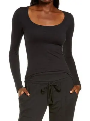 Felina Velvety Soft Scoop Neck Top - Black