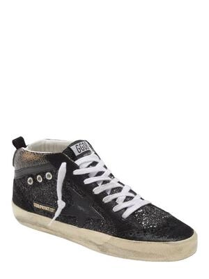 GOLDEN GOOSE Mid Star Glitter Sneaker - Black