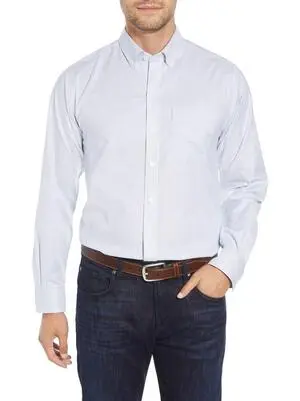 Cutter & Buck CUTTER & BUCK Cotton Blend Oxford Stripe Shirt Light Blue