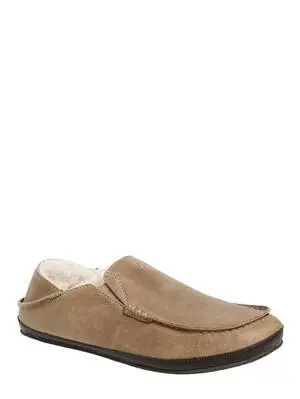 Olukai Moloa Shearling Convertible Slipper - Clay/dark Java