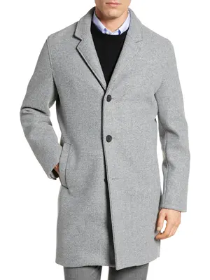 Cole Haan Cole Haan Regular Fit Stretch Wool Coat Grey