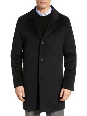 Cole Haan Regular Fit Stretch Wool Coat - Navy