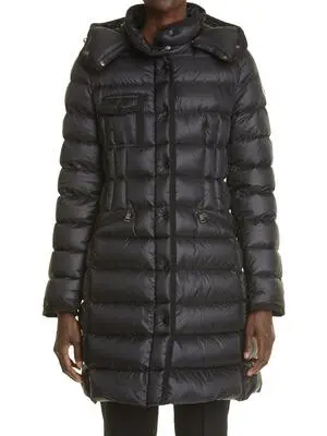 Moncler Hermine Quilted Down Puffer Coat - Black/black