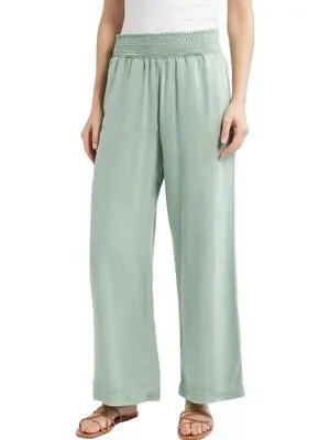 Bella Dahl Smocked Waist Wide Leg Pants - Oasis Green