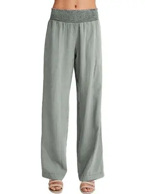 Bella Dahl Smocked Waist Wide Leg Pants - Olive Grov
