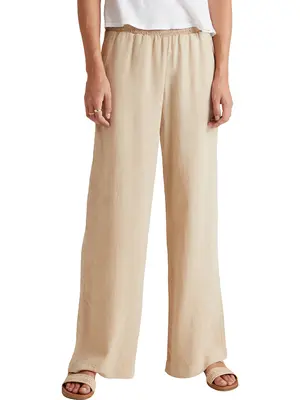 Bella Dahl Bella Dahl Smocked Waist Wide Leg Pants Soft Khaki
