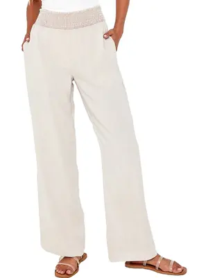 Bella Dahl Bella Dahl Smocked Waist Wide Leg Pants Soft Tan