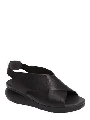 Camper Balloon Slingback Wedge Sandal Black Leather