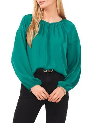 Vince Camuto Hammered Satin Blouse - Rich Forest