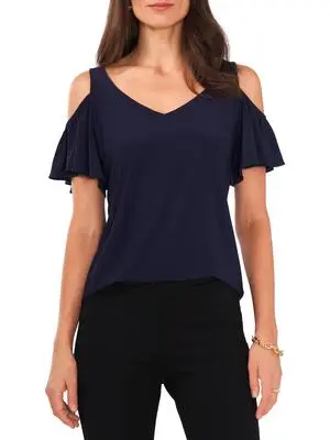 Chaus Cold Shoulder Top Navy