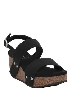 VOLATILE Volatile Platform Wedge Sandals Black Fabric