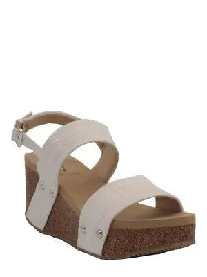 VOLATILE Volatile Platform Wedge Sandals Bone Linen