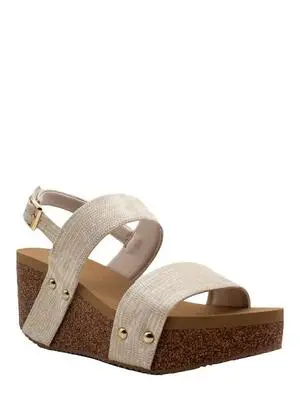 VOLATILE Platform Wedge Sandals - Ivory Snake