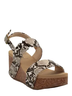 VOLATILE Volatile Platform Wedge Sandals Natural Multi Faux Leather
