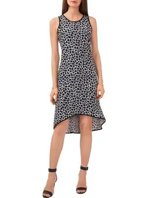 Chaus Print High/low Matte Jersey Dress - White/black