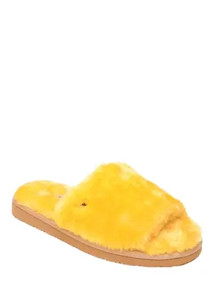Minnetonka Minnetonka Faux Fur Slide Slipper Goldenrod