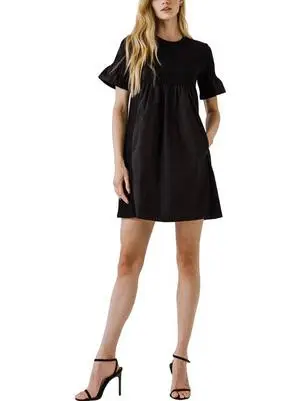 English Factory Solid Mini Dress - Black