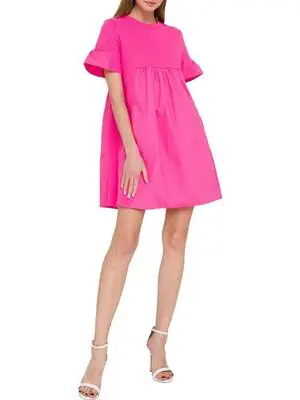 English Factory Solid Mini Dress - Fuchsia
