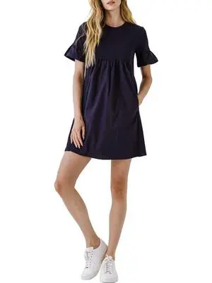English Factory English Factory Solid Mini Dress Navy