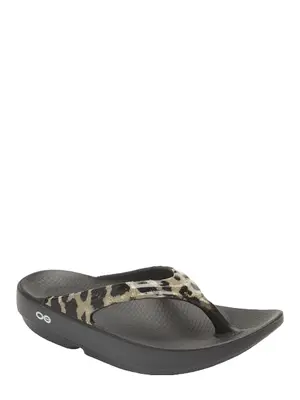 OOFOS Oofos Oolala Flip Flop Black Cheetah