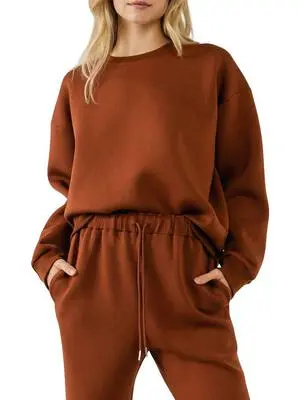 GREY LAB Relaxed Fit Crewneck Sweatshirt - Brown